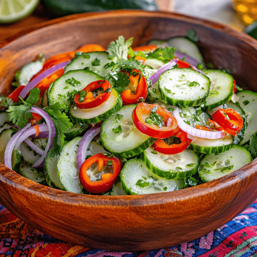 Spicy Peruvian Cucumber Salad with Rocoto Peppers