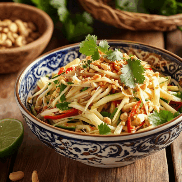 Vibrant Cambodian Green Mango Salad with Dried Fish