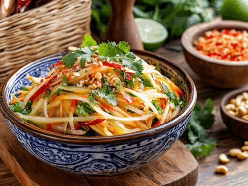 Vibrant Cambodian Green Mango Salad with Dried Fish